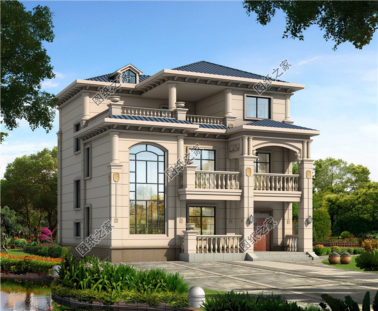 Country European villa design drawings, synonymous with luxury, comfort ...