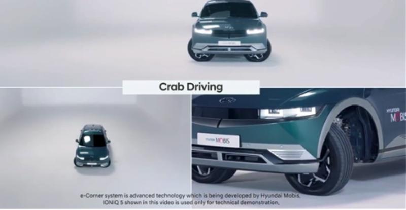 Hyundai Mobis e-corner loading shows that the wheels can turn 90 ...