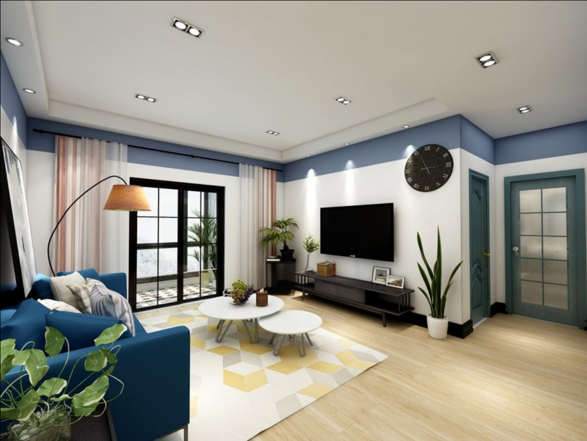 The 65-square-meter living room is full of charm, and the balcony floor ...