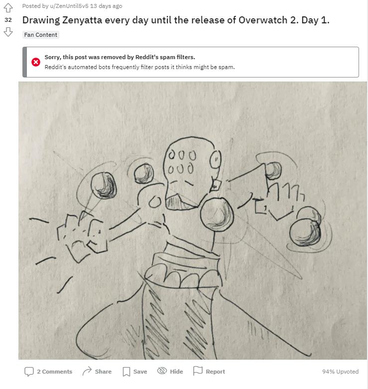 A netizen decided to draw a Zenyatta every day before the release of ...
