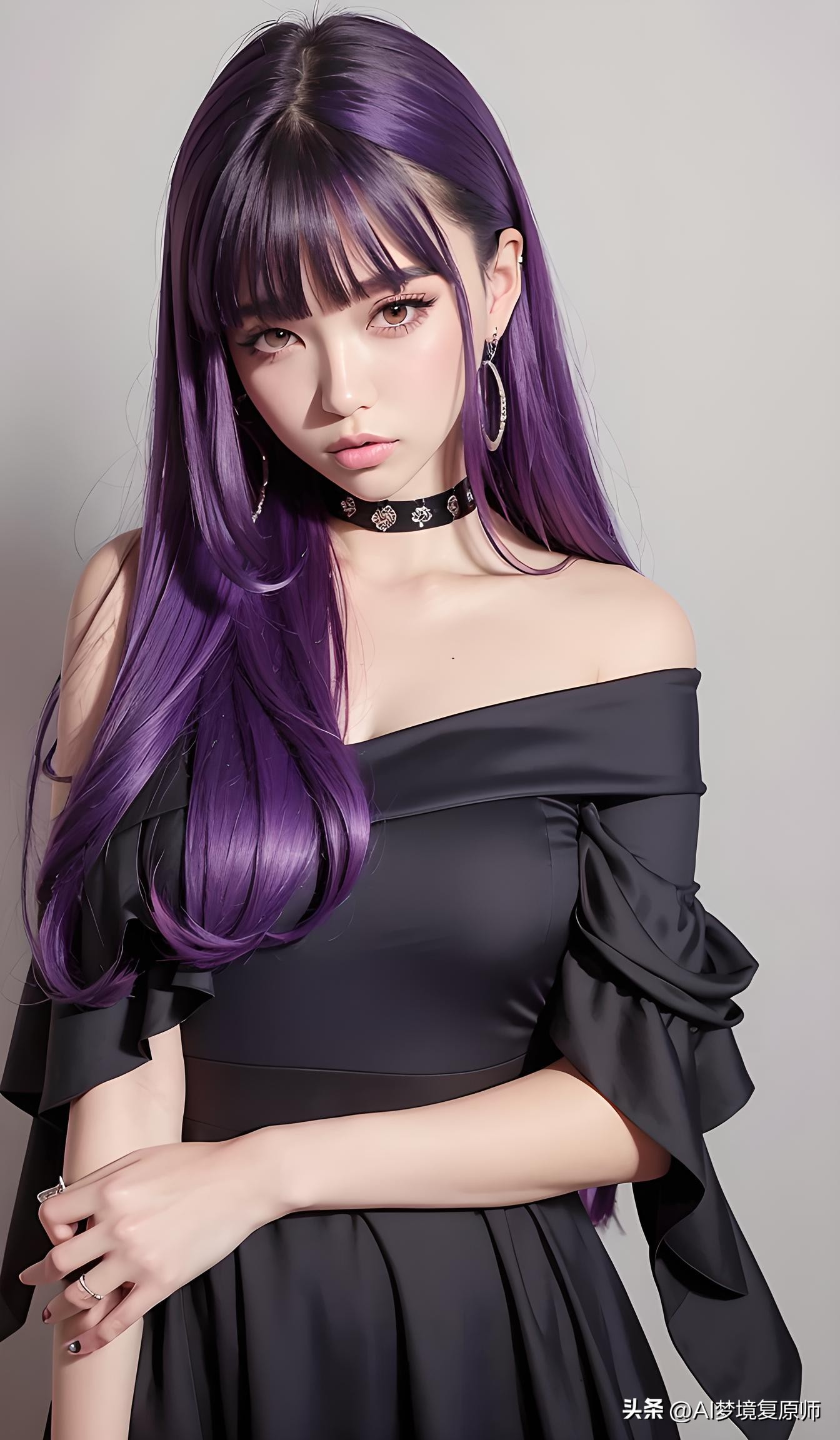 AI purple wind girl stares glamorously and heals - iNEWS