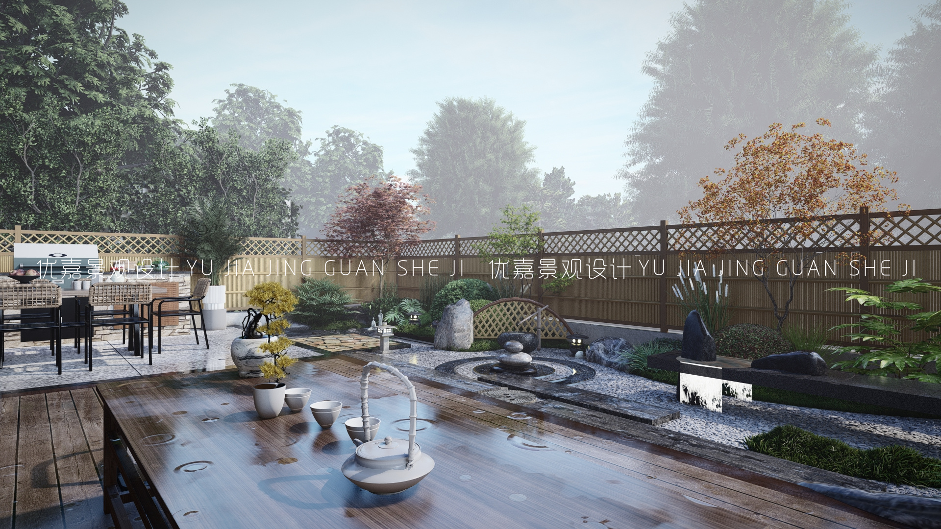 72㎡ courtyard design plan!A Zen-style courtyard full of elegant and ...