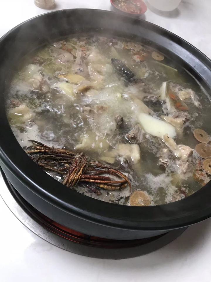 This soft-shelled turtle, chicken and bullwhip stew is very filling ...