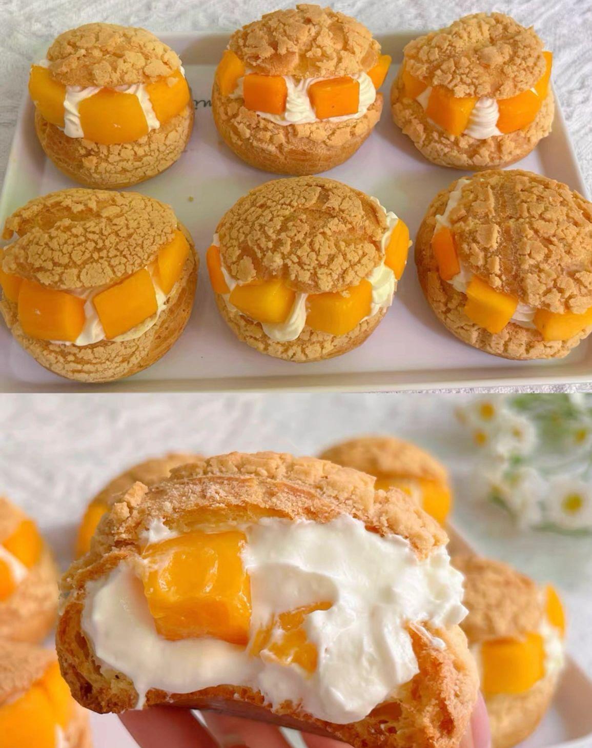 Super delicious mango puff pastry with big puffs, it bursts with a bite ...
