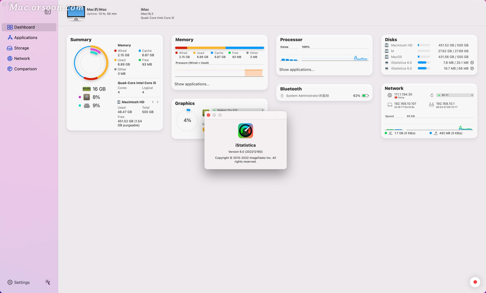System running status viewing tool: iStatistica Mac - iMedia