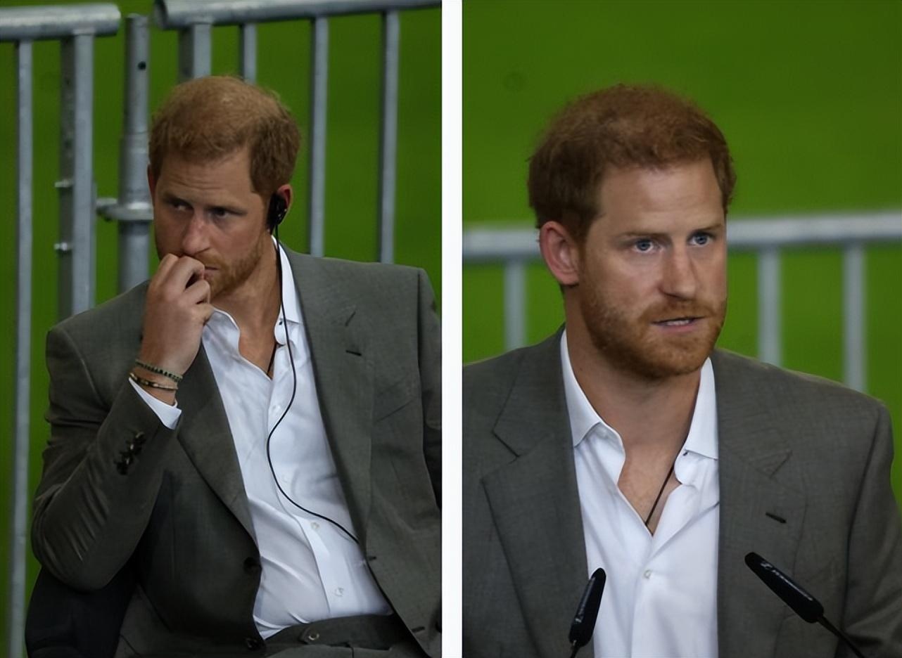 Without the company of his wife Meghan, Prince Harry's expression was ...