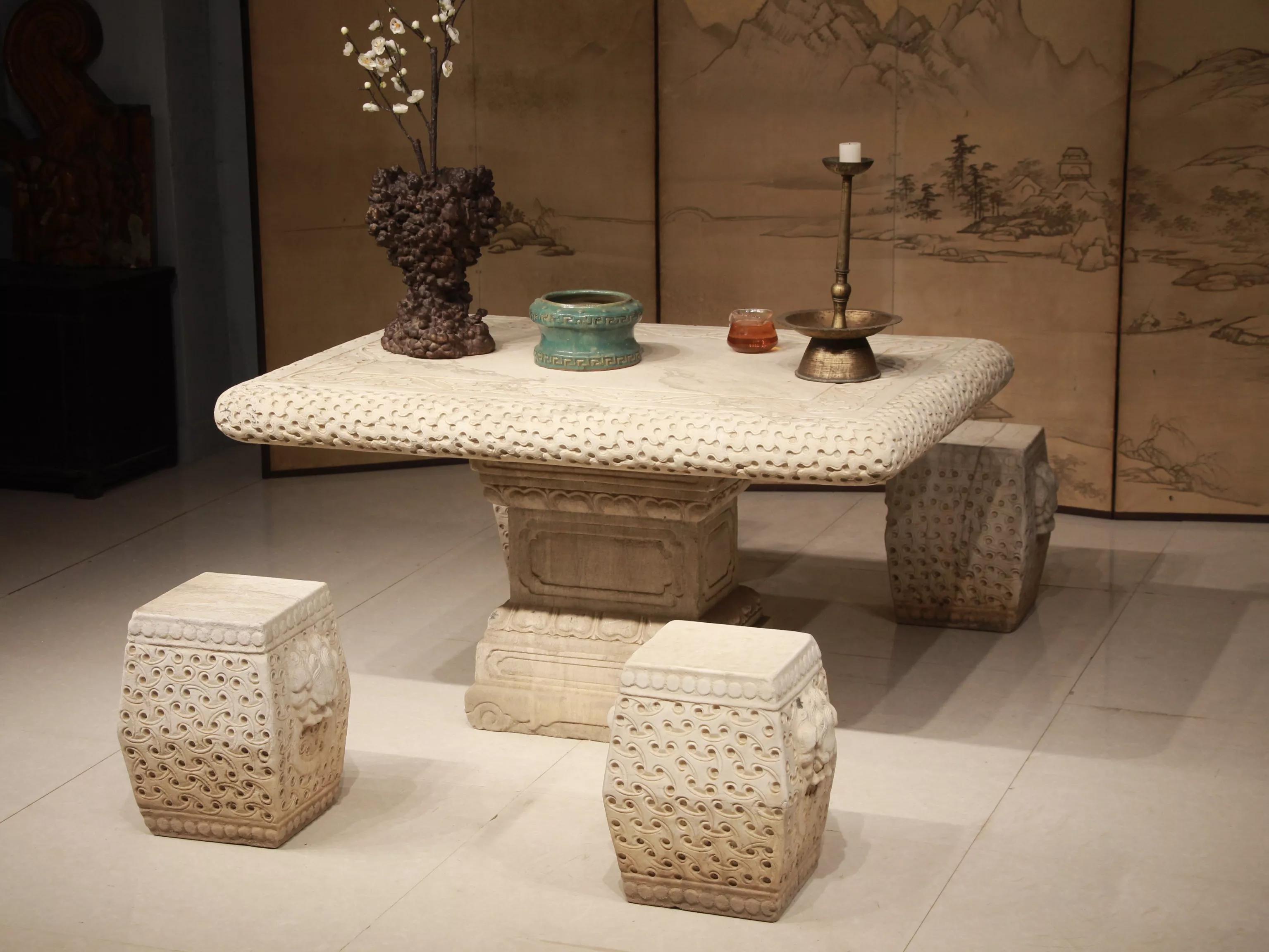 white marble table and stool - iNEWS