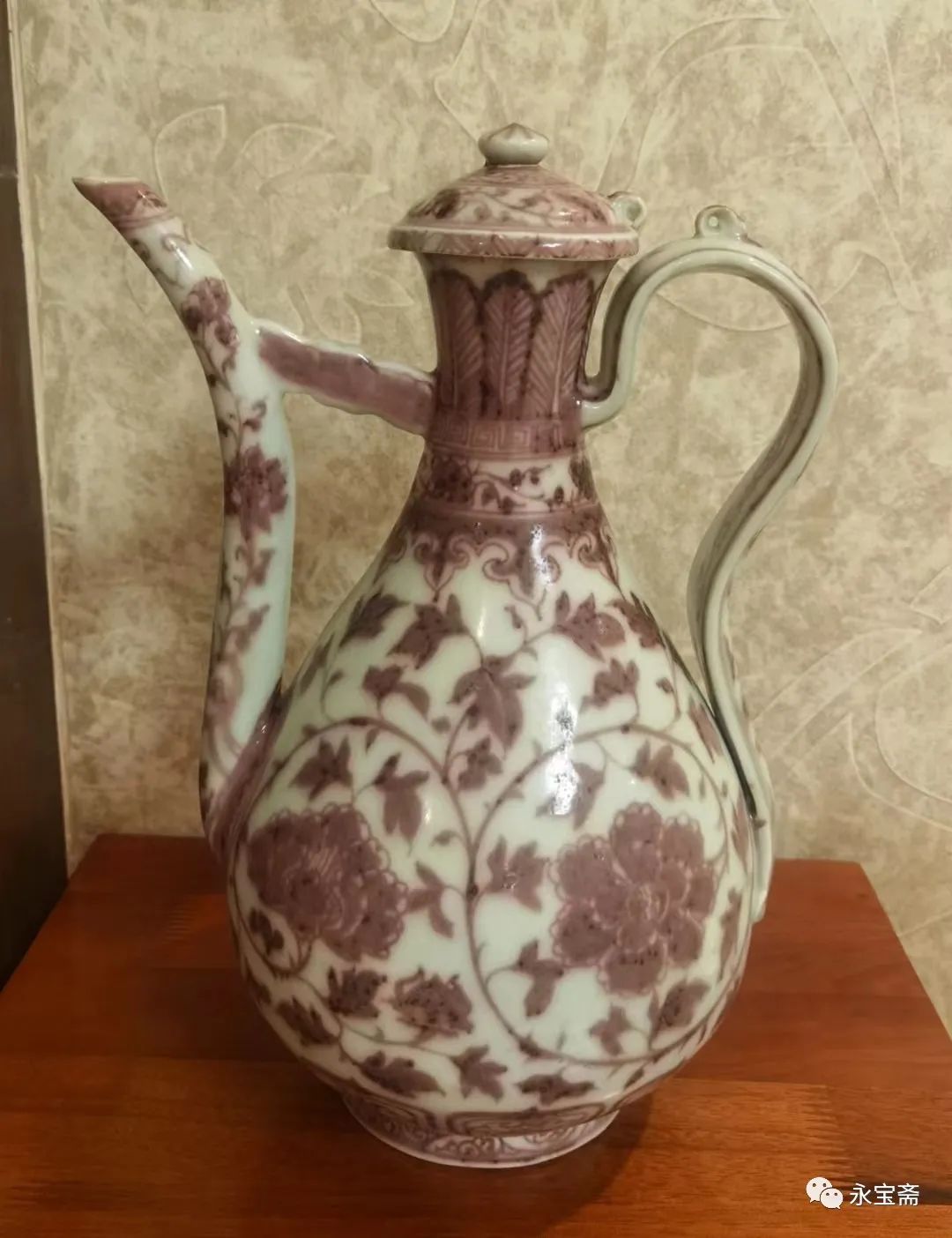 Ming Hongwu underglaze red tangled peony pattern pot with lid - iNEWS