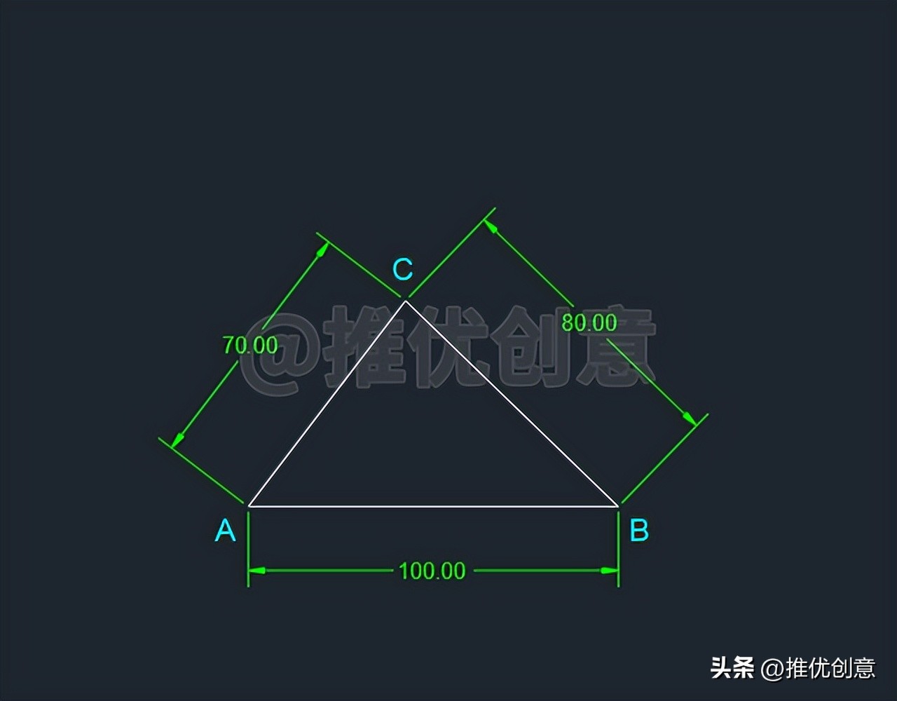 Draw a fixed-length line segment in a triangle engineering drawing ...