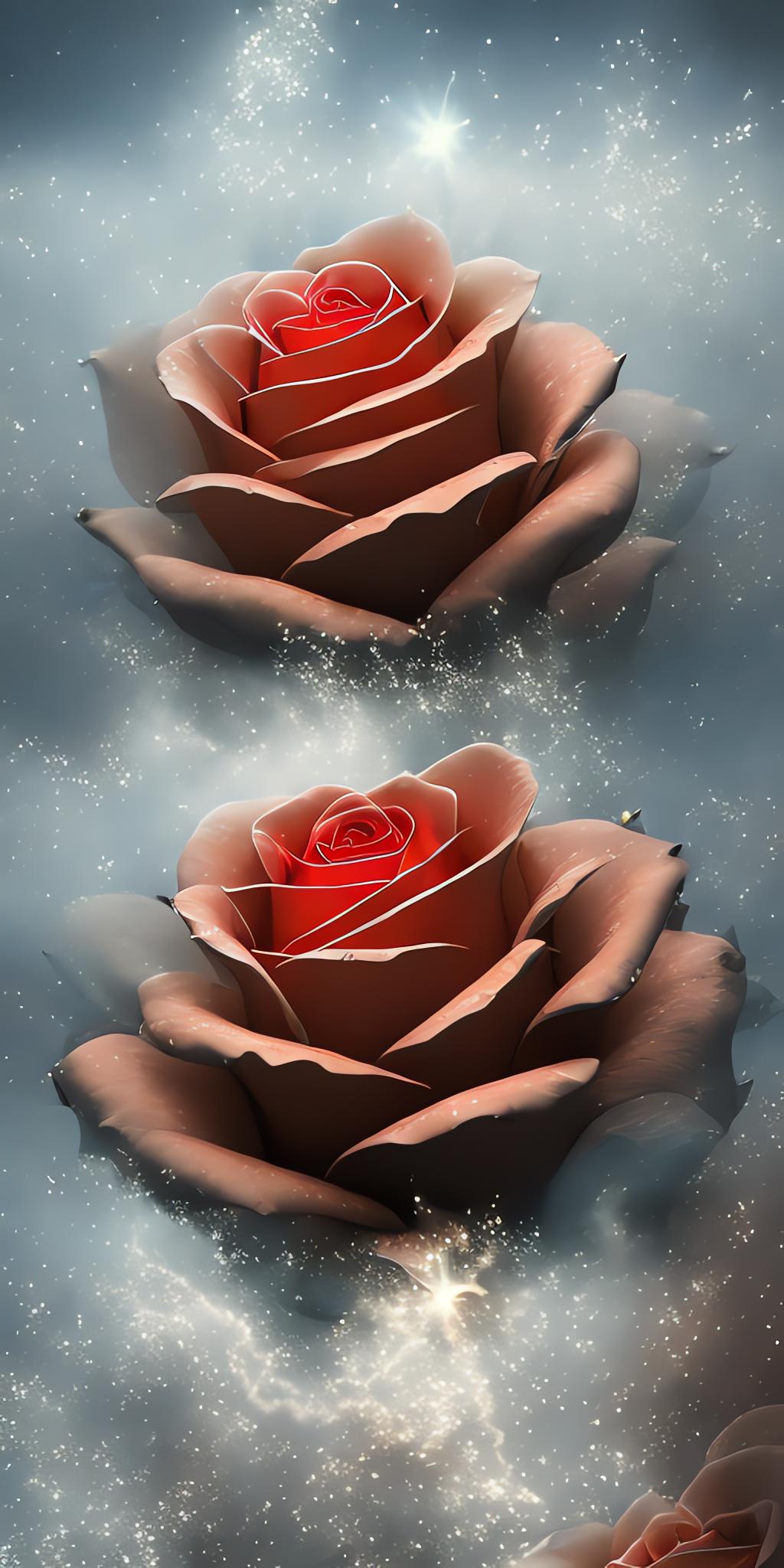 Mobile wallpaper, on the water, red roses in flames - iNEWS
