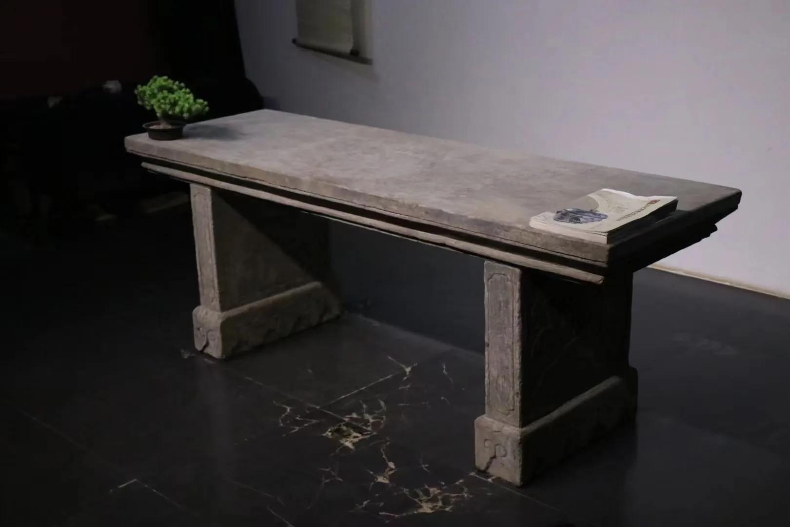 [Playing the Qin and Drinking Tea]—— Stone table and stone case - iMedia