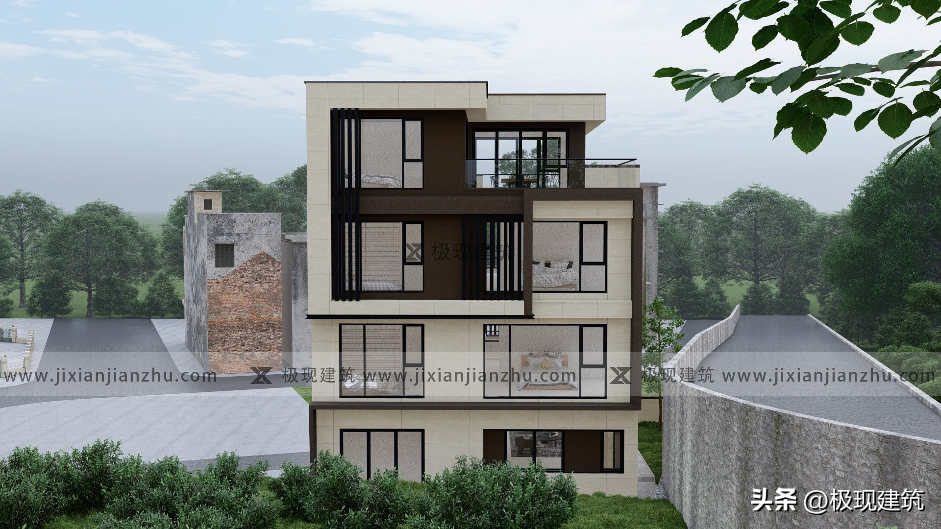 Four-story modern style self-built villa, size: 9.5mx13.5m - iMedia