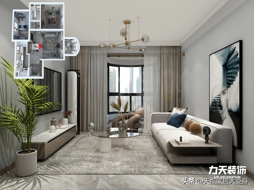 The old couple's 93 square meters two-bedroom, one-hall new house ...