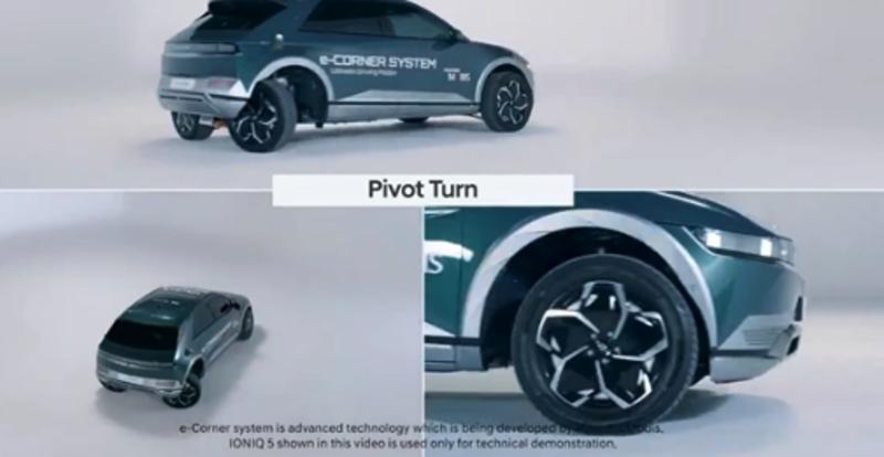 Hyundai Mobis e-corner loading shows that the wheels can turn 90 ...