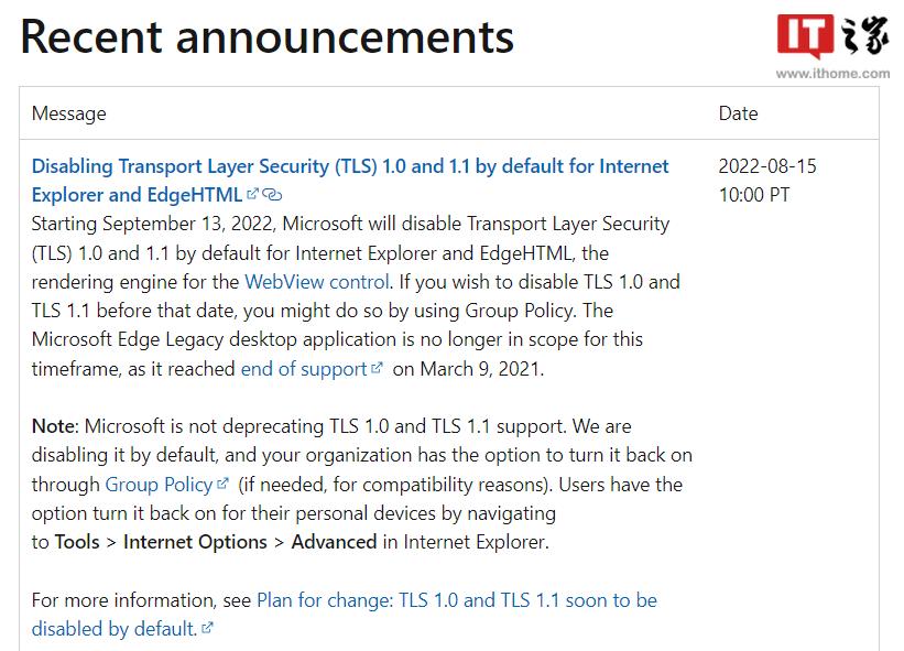 Microsoft will disable TLS 1.0/1.1 for IE and older Edge browsers on ...