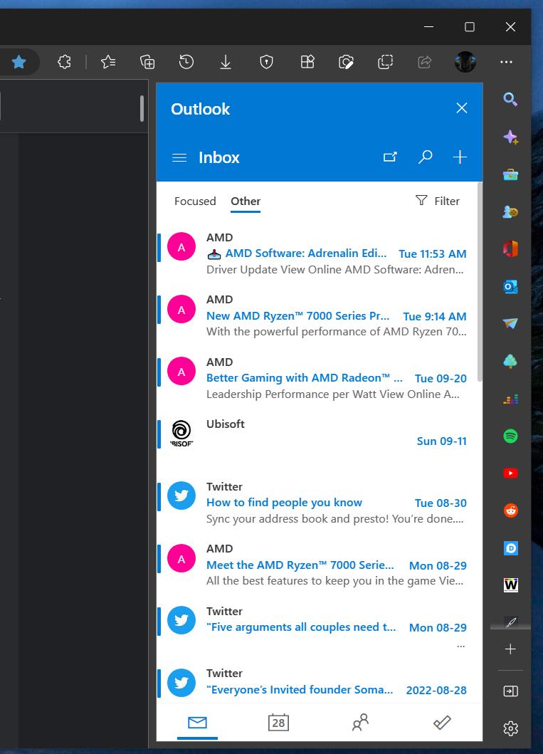 Microsoft Outlook Web version is optimized for Win11/10 Edge browser sidebar - iNEWS