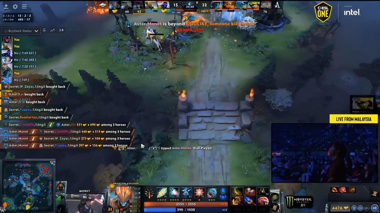 DOTA2-ESL ONE Knockout: Monet Double Rampage!Aster beats Secret 2-0 to reach final - iNEWS