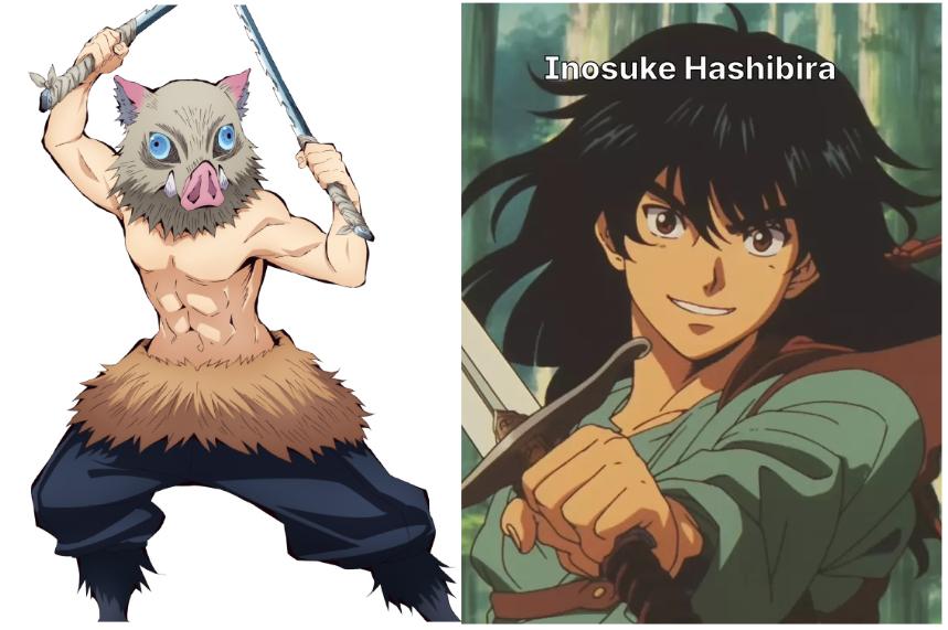 If "Demon Slayer: Kimetsu no Yaiba" were a 90s animation + Ghibli style ...