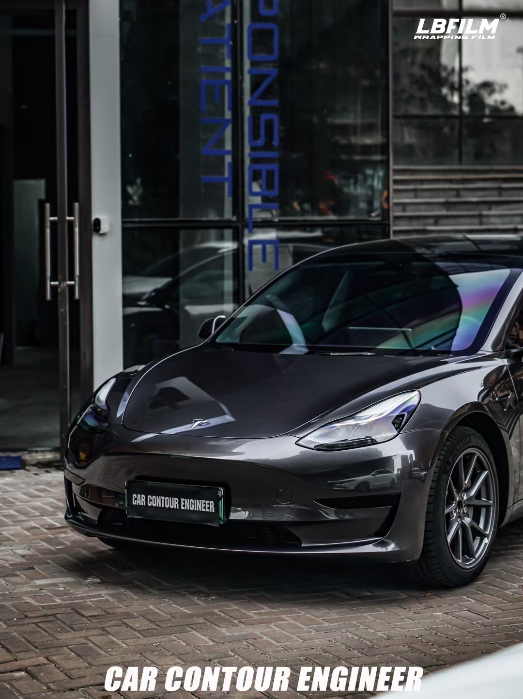 Tesla model3-LB color change film liquid metal ebony gray, a quiet ...
