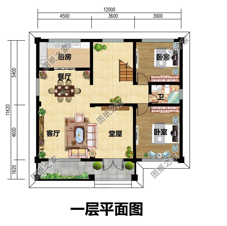 Three-bay house design, single-family economic two-story small villa ...