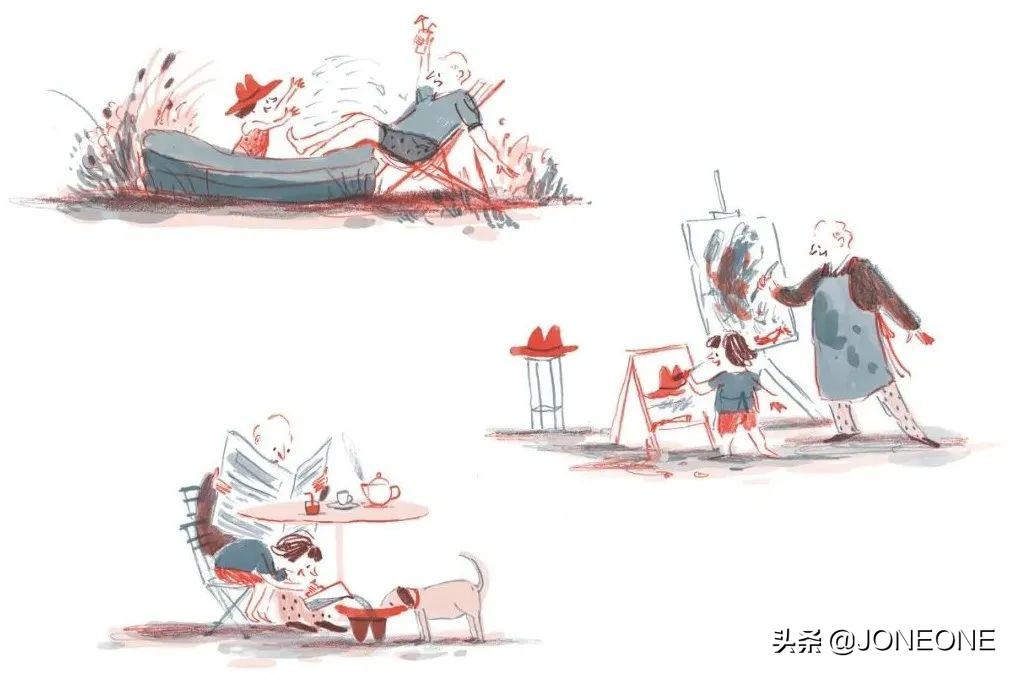 Rachel Stubbs uses a brush to record those little stories about humor ...
