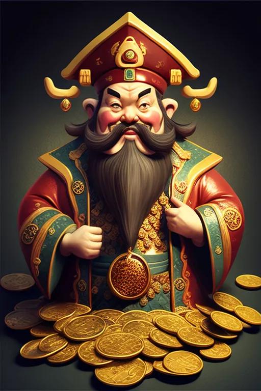 AI painting, welcome God of Wealth two-dimensional anime cartoon head ...