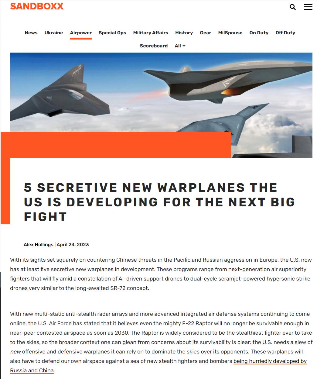 The United States has prepared 5 secret fighter jets for the next war ...