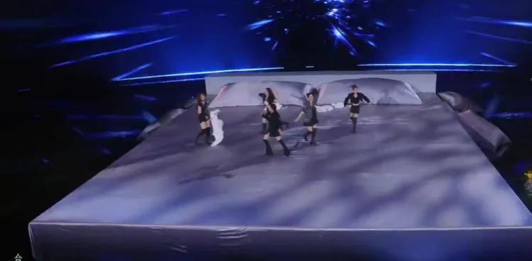 Five young ladies danced on the mattress, wearing black dance clothes ...