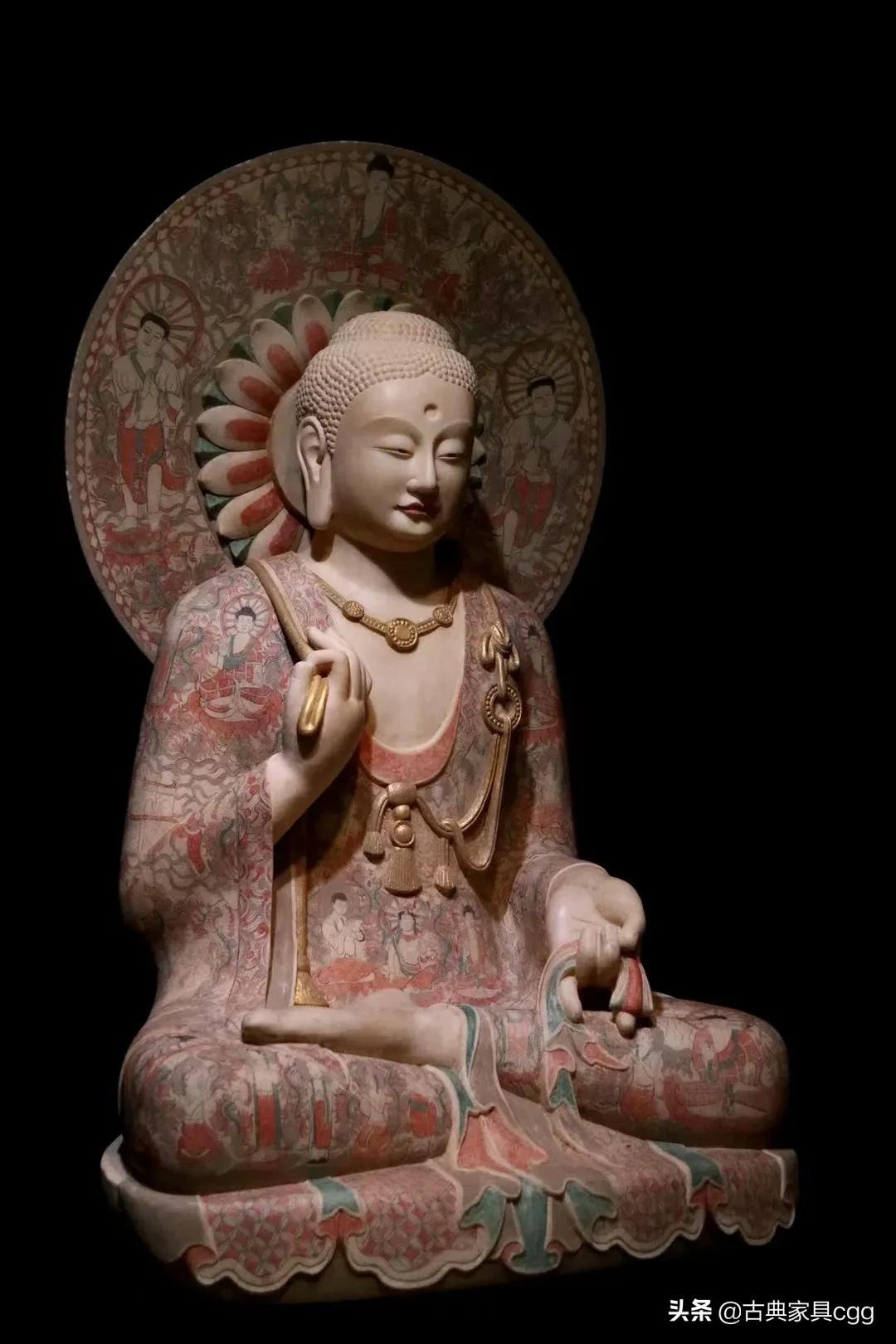 Northern Qi Han white jade painted seated Buddha - iNEWS
