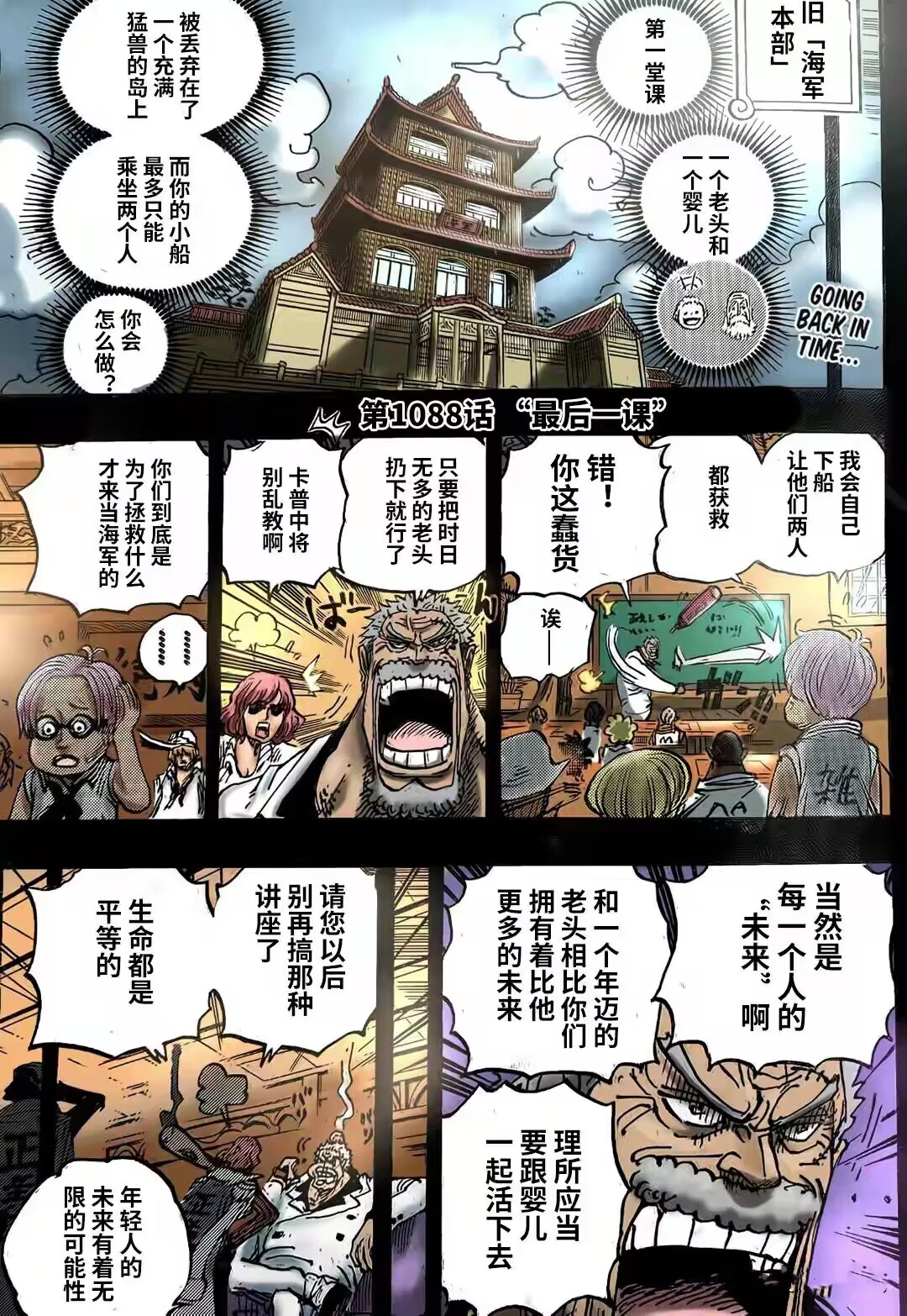 One Piece Chapter 1088 full picture: Garp was pierced by ice skates ...