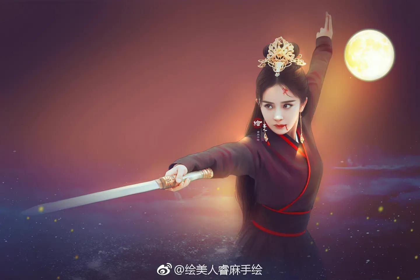 Share hand-painted pictures-forty-five beautiful pictures of Yang Mi ...