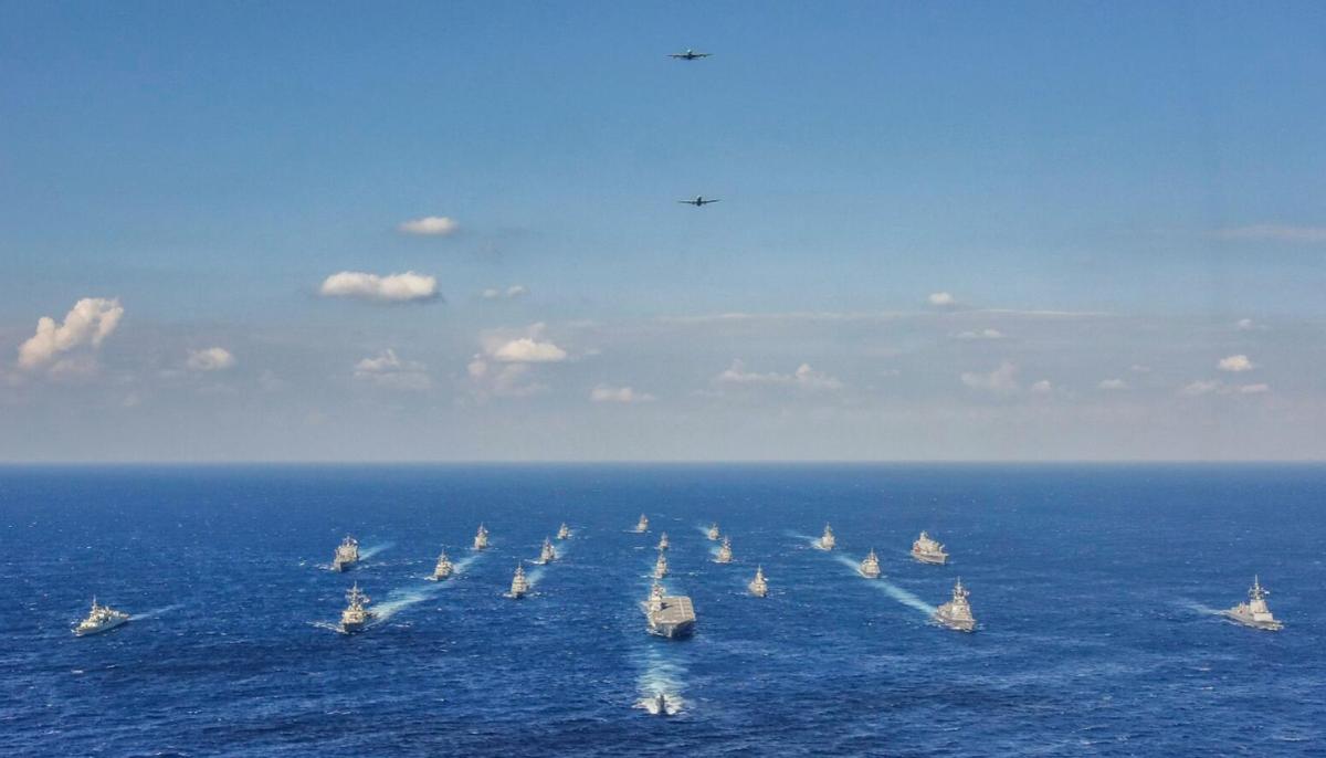 40 heavy warships set up an attack formation and 160 fighter planes ...