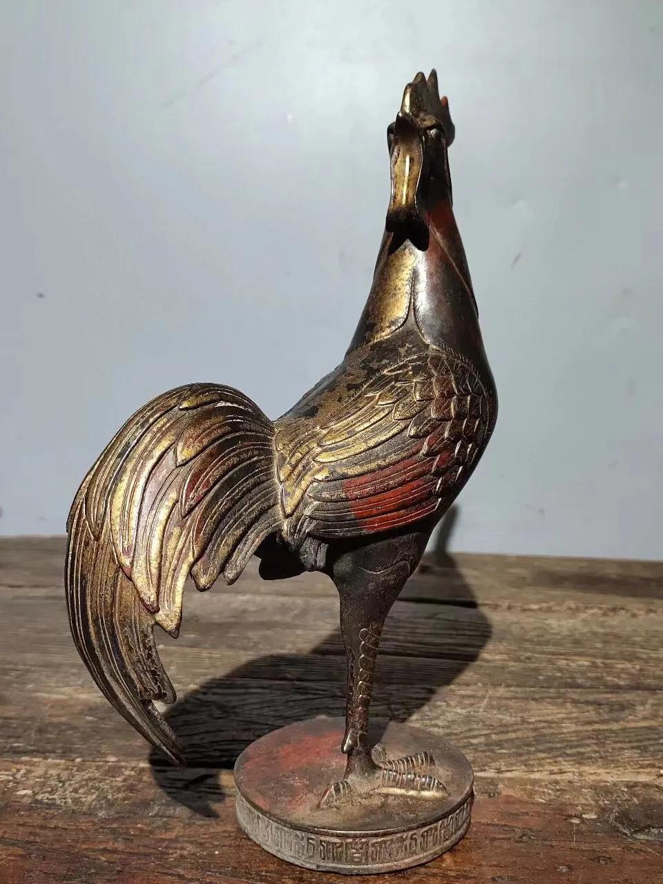 Old collection of pure copper lacquer gold [good luck] golden rooster ...