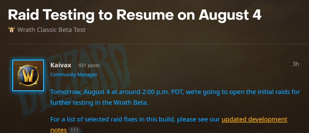 Blizzard Blue Post announced a lot of WLK repairs and changes, the beta ...