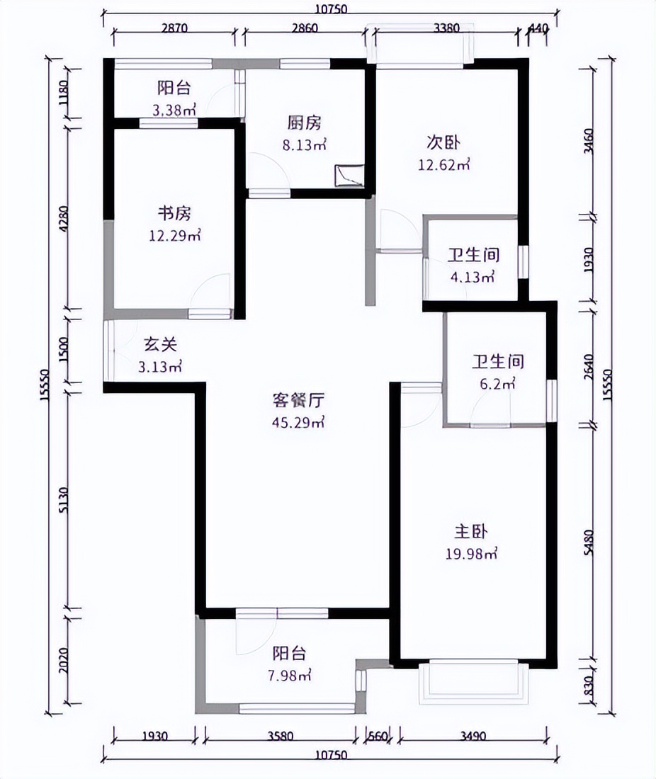 150-square-meter mixed-style three-bedroom apartment, showing the large ...