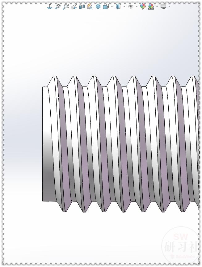 Make an outline for the SolidWorks thread feature, and then draw the ...