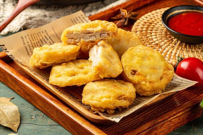 Deep-fried lotus root box, the batter is the key, no baking powder or ...