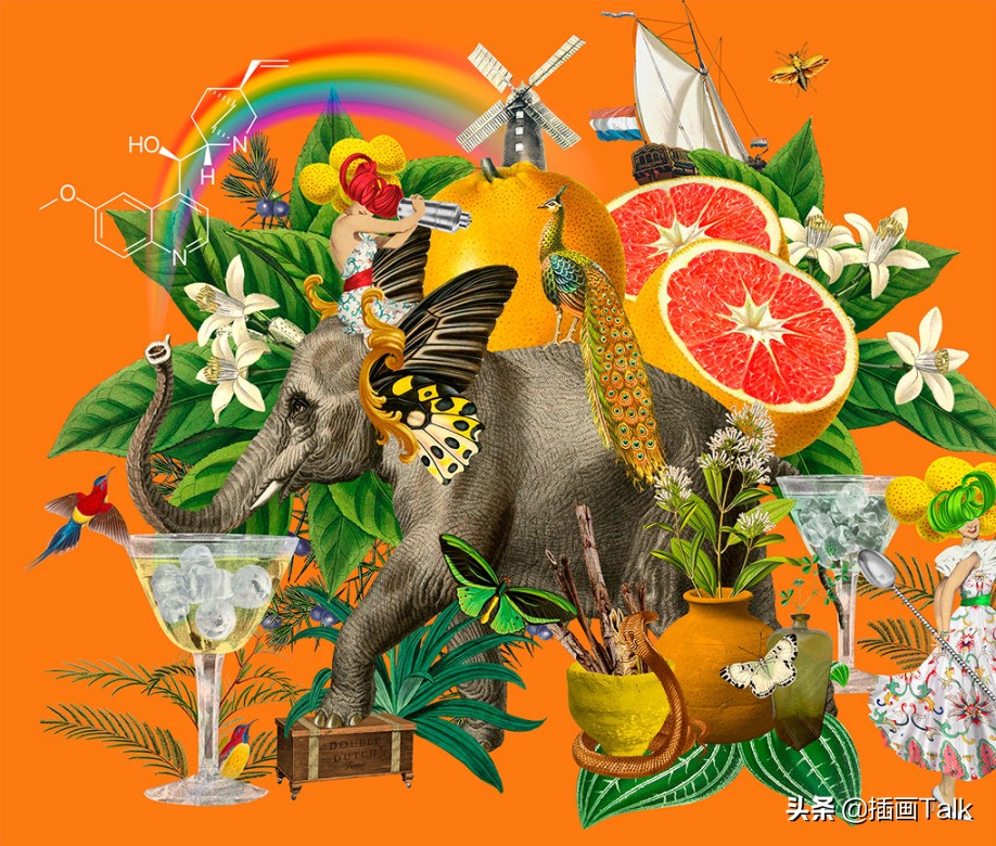 Colombian illustrator Randy Mora, interesting composition for vintage ...