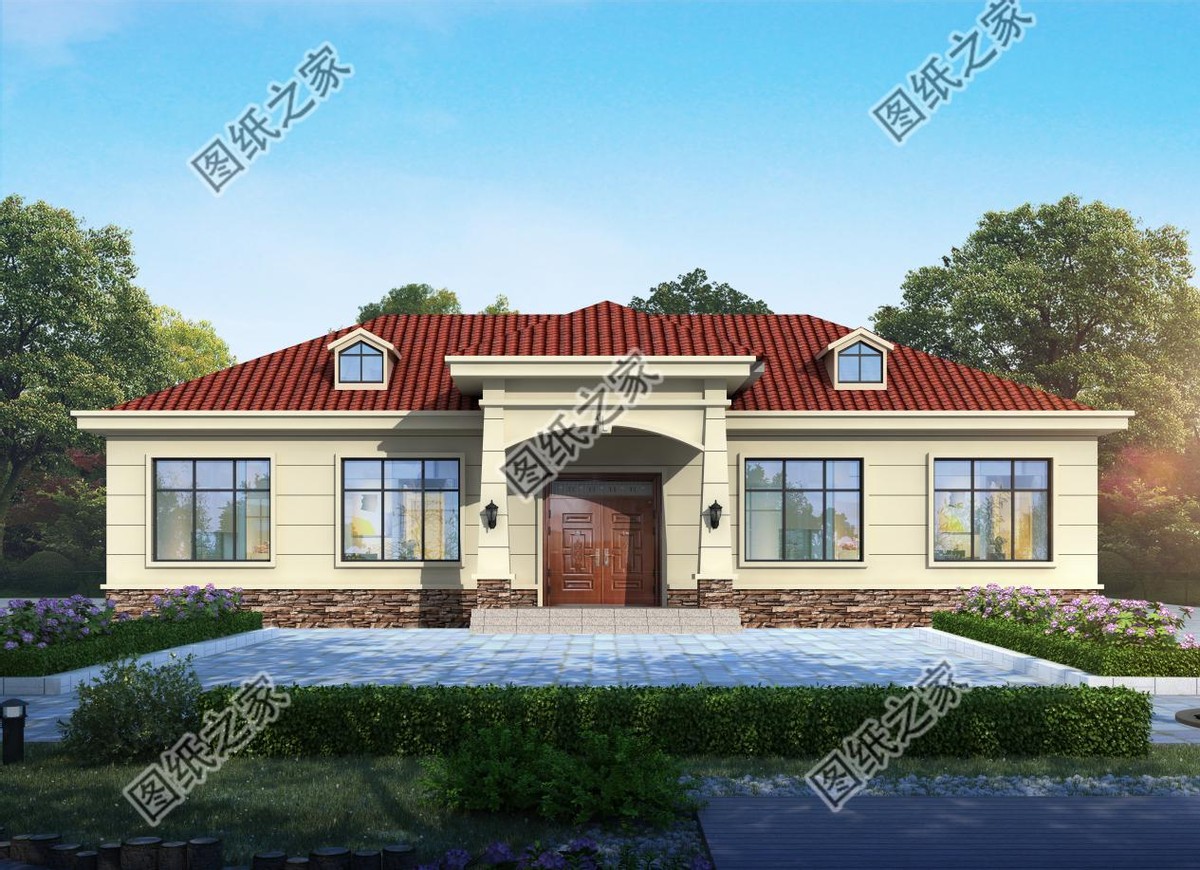 One-story rural villa design, simple rural residential design, really ...