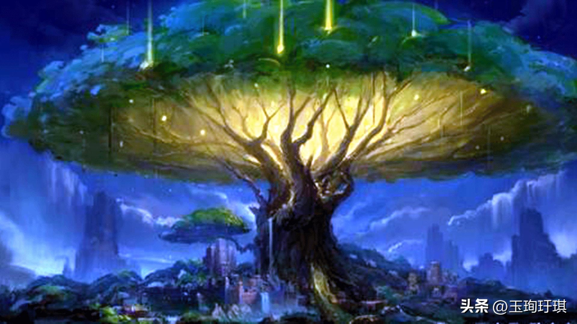 The magical sacred trees depicted in "Shan Hai Jing", such as the Pangu ...