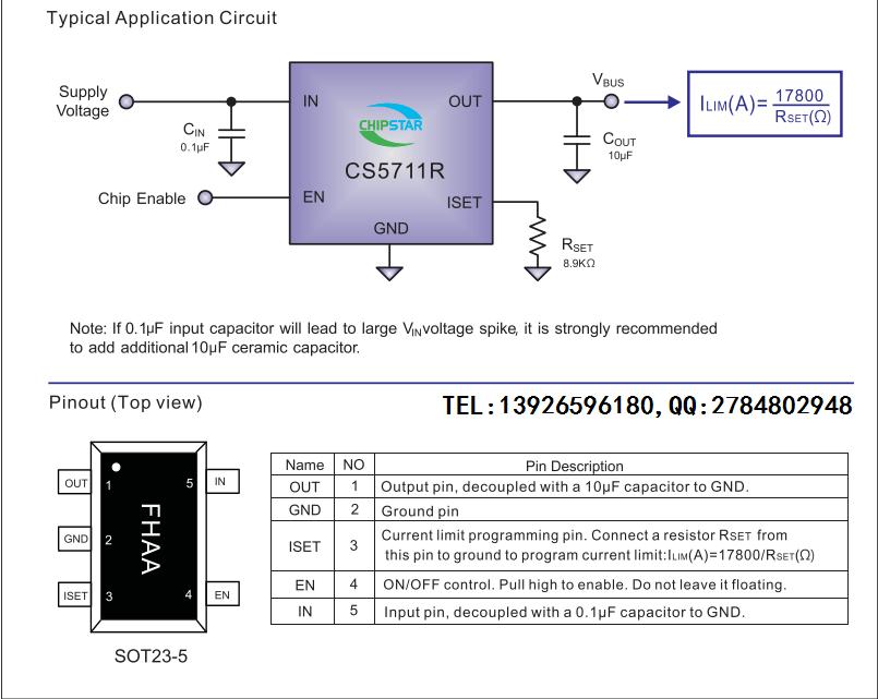 CS5711低內阻USB限流開關，兼容SY6280，SGM2576，LC3455，ME1501 - 頭條匯