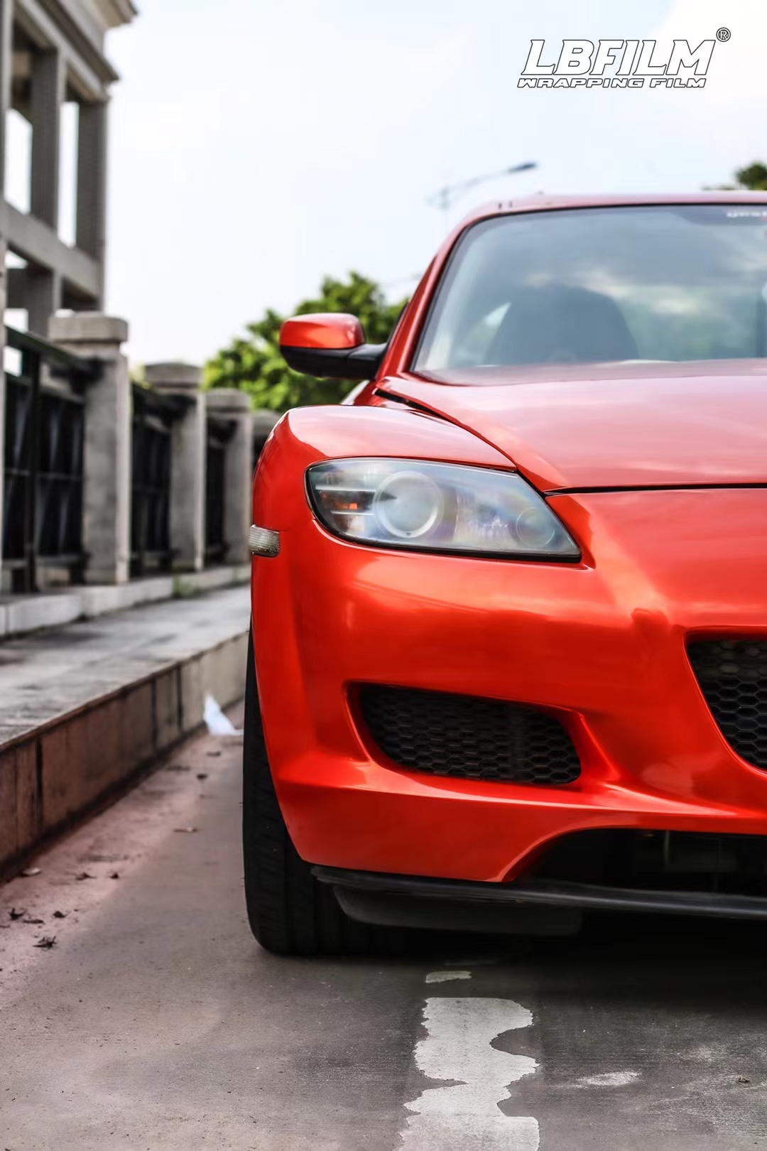 Mazda RX8-LB color changing film super bright metallic orange, a symbol of vitality and ...
