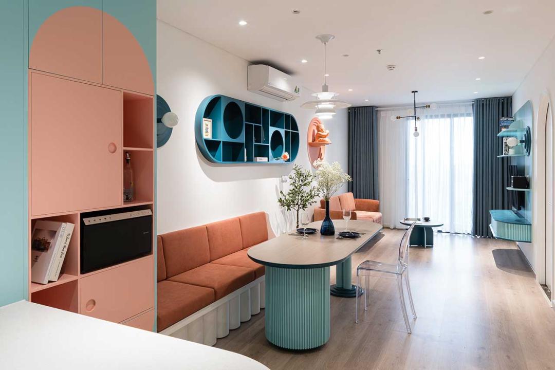 The warm tones of the 89-square-meter Nordic two-bedroom apartment ...