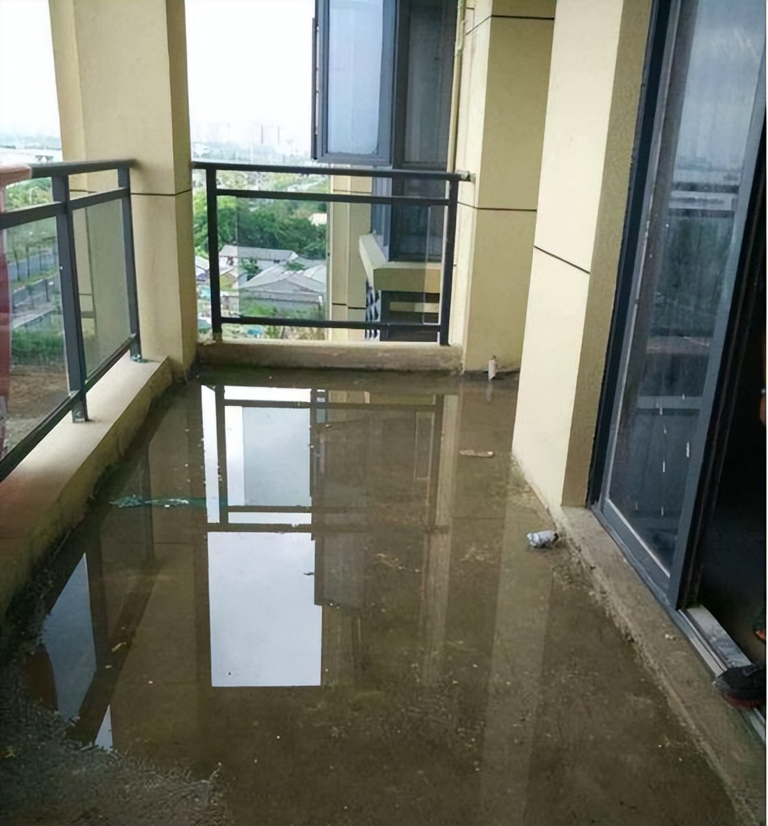 Is the water leakage on the balcony must be a problem upstairs? If not ...