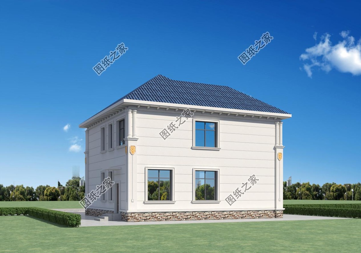 Two-storey European-style villa design, enough for a family, compact ...