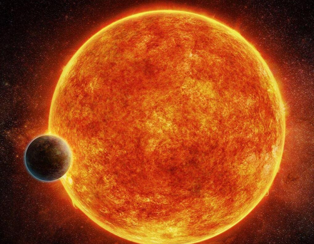 A tidally locked purple planet, half normal and half frozen, with a ...