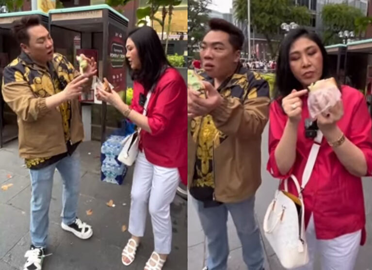 55-year-old Yingluck eats ice cream on the streets of Singapore, wears ...
