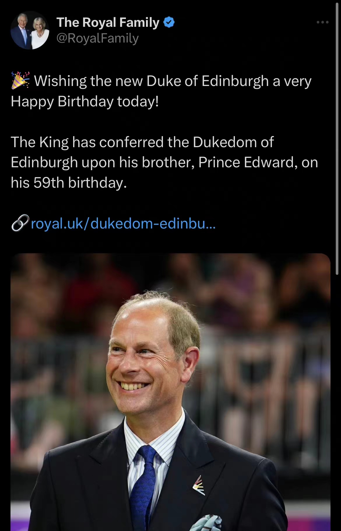 Prince Edward's 59th birthday, Charles sent a surprise, the Duke of ...