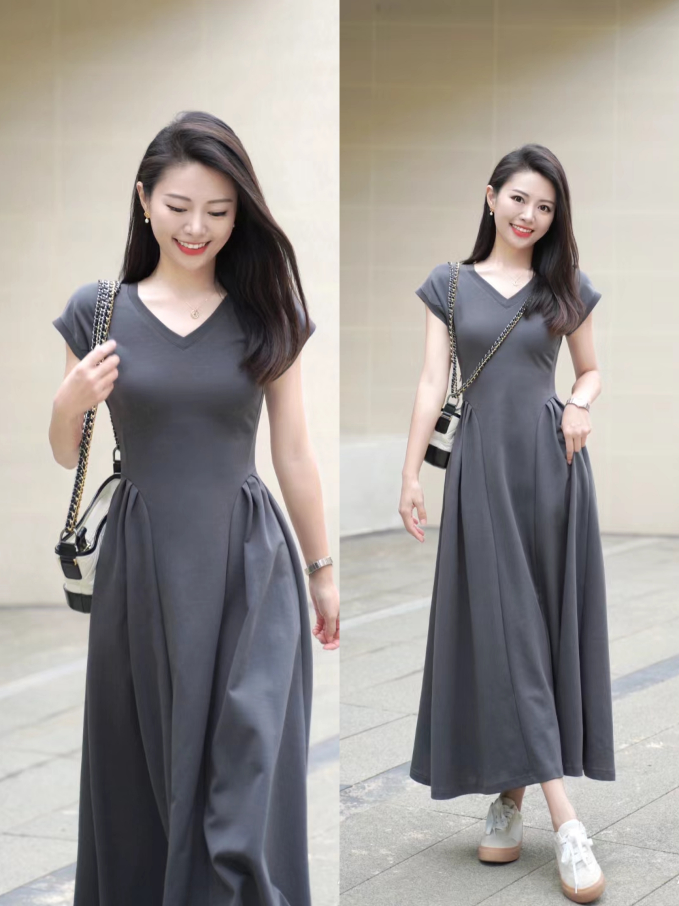 The natural H-shaped figure finally came out! Wearing a long skirt like ...