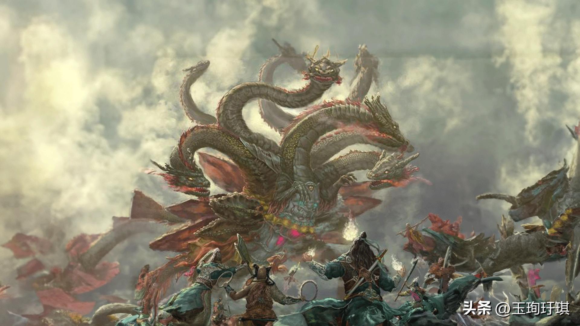 Shan Hai Jing Strange Beast: Xiangliu, Servant of Gong Gong, Nine Heads with Human Face and ...